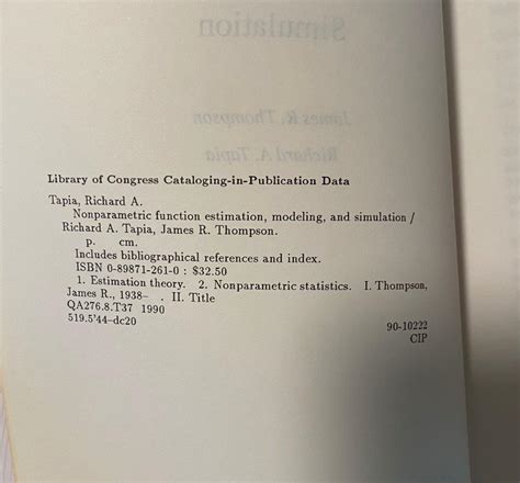 nonparametric function estimation modeling and simulation thompson