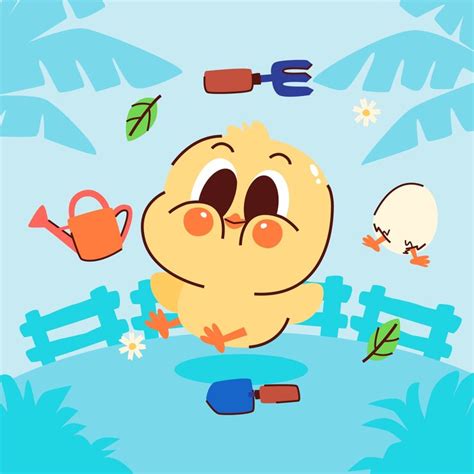 손으로 그린 만화 병아리 그림 무료 벡터