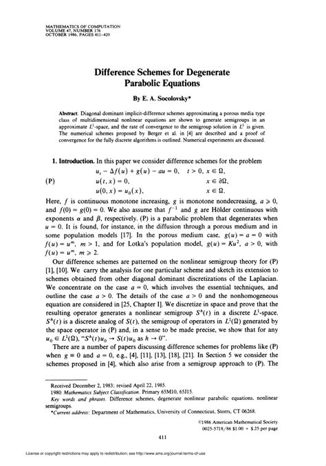 Pdf Difference Schemes For Degenerate Parabolic Equations
