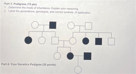 solved part 3 pedigrees 15 pts 1 determine the mode of