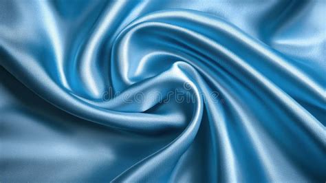 Elegant Light Blue Satin Fabric With Soft Swirling Folds Creating A Luxurious Texture Stock