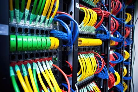 Network Switch With Ethernet Cables Plugged In Stock Illustration Illustration Of Equipment