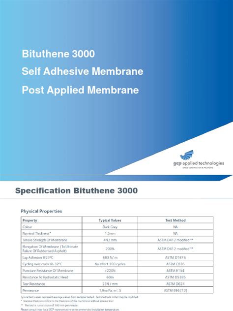 Bituthene 3000 Gcp Heri Pdf Concrete Lamination