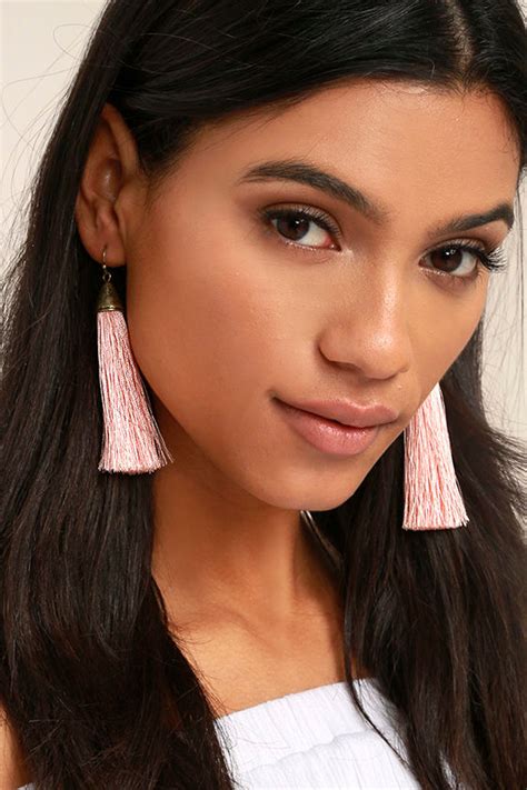 Cute Pink Earrings Tassel Earrings Fringe Earrings 1800 Lulus