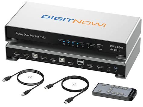 Kvm Switch Hdmi 2 Computers 2 Monitors 2 Port Dual Monitor Extended Display Uhd 4k 60hz Rgb L