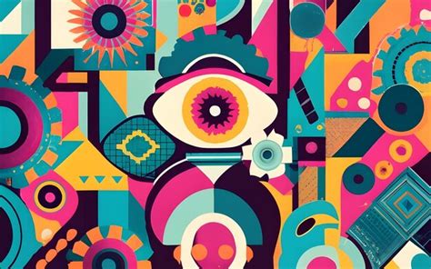 Premium Photo Abstract Geometric Pattern Design In Retro Style Vector