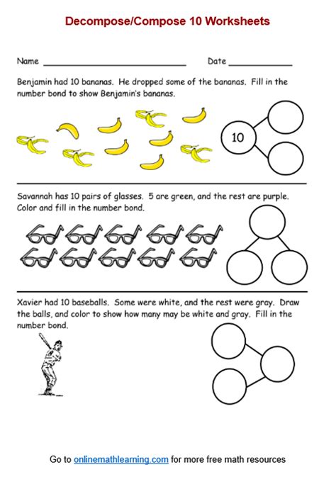 Compose And Decompose Numbers Kindergarten Worksheets