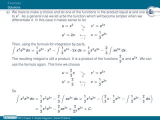Solved Exercises Simple Integration PDF