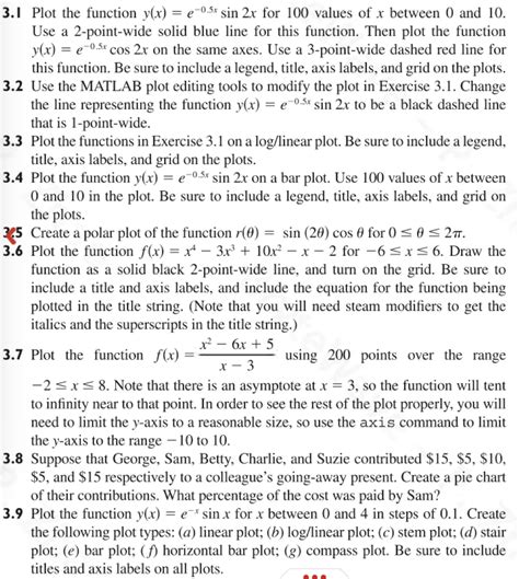 Plot The Function Yx E 05x Sin 2x For 100