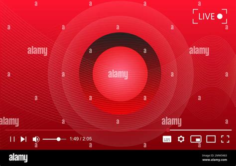 Multimedia Video Player With Blue Wavy Background Live Streaming Cover Vector Illustration