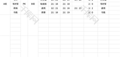 羽毛球比赛成绩表excel模板 免费excel表格模板下载 千库网