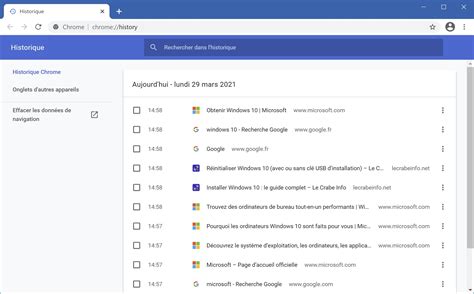 Google Chrome Effacer Lhistorique De Navigation Le Crabe Info