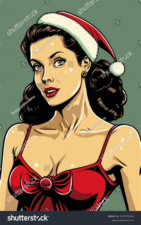 Sexy Pop Arte Santa Chica Pin Vector De Stock Libre De Regalías 2235735501 Shutterstock