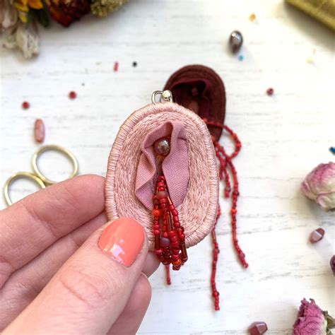 Vagina Keychain Beaded Embroidered Keychain Feminist Etsy