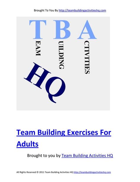 Team Building Exercises For Adults PDF