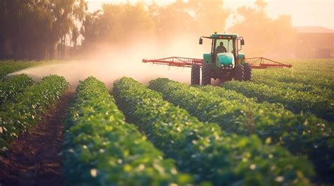 Premium Ai Image A Spring Generation Soybean Field Being Sprayed With Pesticides By Tractor