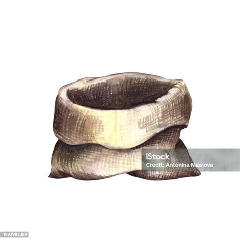 빈 캔버스 가방 흰색 배경에 격리합니다 수채화 손으로 그린 그림입니다 식품 산업 은행 의약품 및 화장품을 위한 전단지 배너 포장