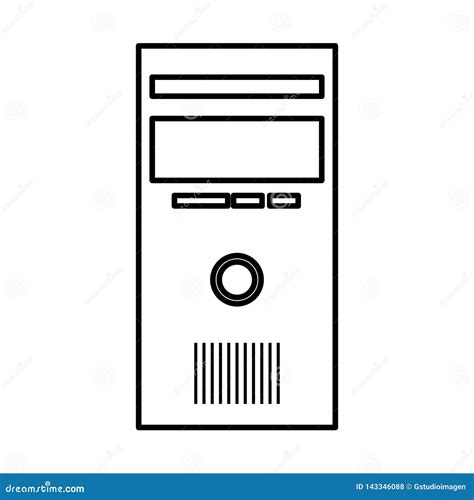 Computer Desktop Cpu Isolated Icon Stock Vector Illustration Of