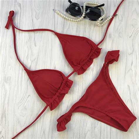 Sexy Bikini Thong Micr Bikinis Lace Up Swimwear Women Brazilian