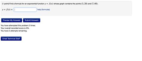 Solved Point Find A Formula For An Exponential Function Chegg