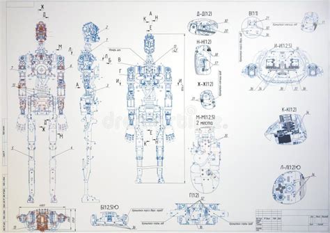 Detailed Technical Blueprint Of A Humanoid Robot With Labeled Detailed Technical Blueprint Of A Humanoid Robot With Labeled