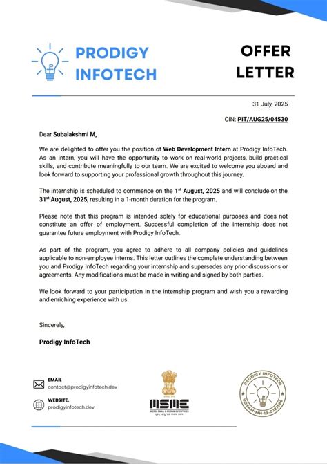 Internship Webdevelopment Prodigyinfotech Learningbydoing Gratitude Newbeginnings