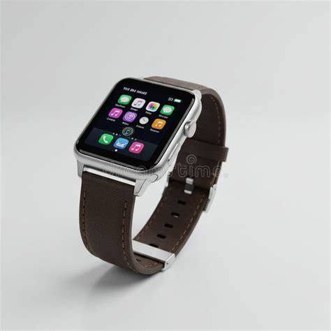 Smartwatch Featuring A Square Face With A Silver Metallic Frame And A