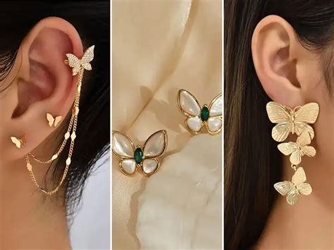 مدل گوشواره پروانه‌ای طلا دخترانه فوق العاده شیک با طرح های جدید