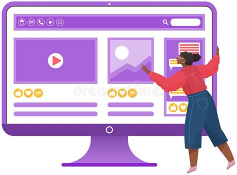 Creative Process Of Graphic Designer Or Web Developer Woman Placing Banners And Interface Stock