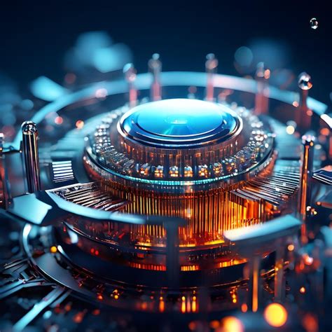 Futuristic Quantum Computer Chip Closeup Premium Ai Generated Image