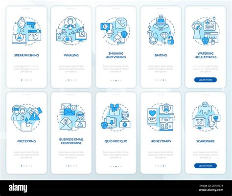 Types Of Social Engineering Blue Onboarding Mobile App Screen Set Stock Vector Image And Art Alamy