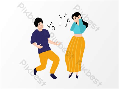 젊은 사람들이 그려진 된 춤을 손으로 그려진 일러스트 Png Psd 무료 다운로드 Pikbest