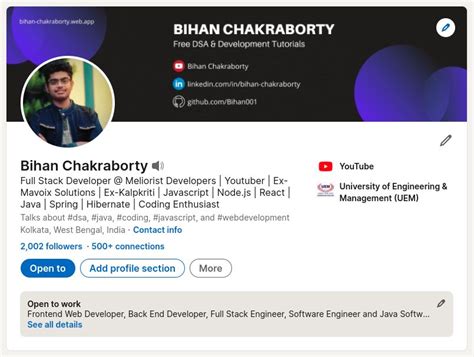 Bihan Chakraborty On Linkedin Linkedin Growth Connections Achievement Network People