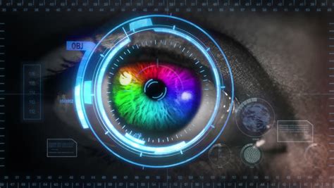 human eye with futuristic interface 2 in 1 green blue skin loopable technology augmented