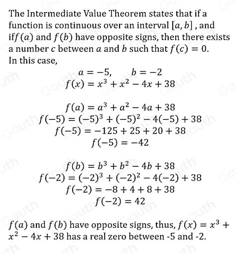 Solved Use The Intermediate Value Theorem To Show That The Polynomial