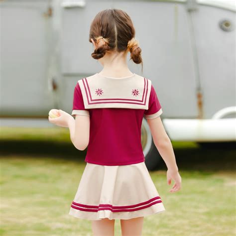 ชุดว่ายน้ำสำหรับเด็ก ชุดว่ายน้ำเด็กหญิง ชุดว่ายน้ำแฟชั่น น่ารักสไตล์ตะวันตกแบบ ชุดเดรสกะลาสีเรือ