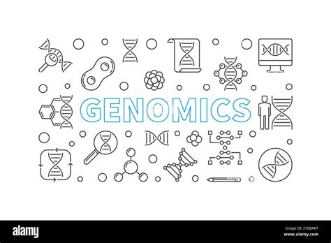 Genomics Vector Concept Horizontal Illustration In Thin Line Style Stock Vector Image And Art Alamy