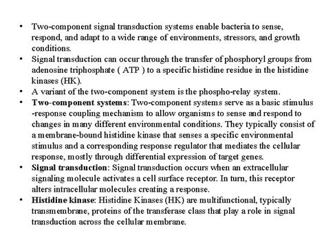 Twocomponent Regulatory Systems Two Component Signal Transduction Systems