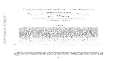 pdf compressed and penalized linear regression · compressed and penalized linear regression