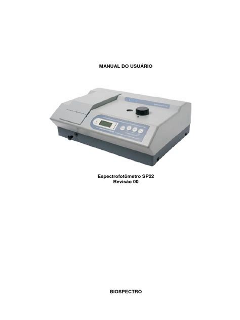 Manual Espectrofotômetro Sp22 Rev00 Absorbância Desperdício