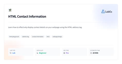 html 연락처 정보 마스터하기 labex