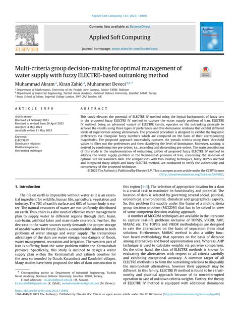 Pdf Multi Criteria Group Decision Making For Optimal Management Of