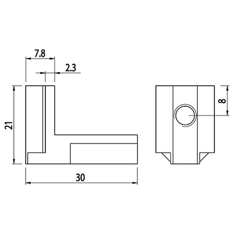 Orthogonal Joint 30 Series 8mm Slot Profilium