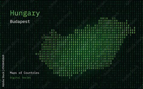 Vecteur Stock Hungary Map Shown In Binary Code Pattern Matrix Numbers