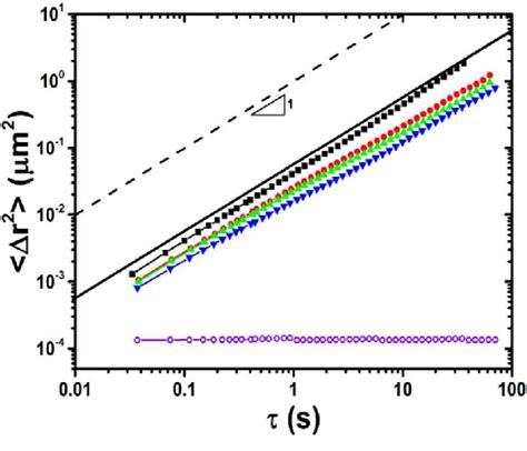 Fig A Color Online Mean Squared Displacement µm 2 Vs Lag Time