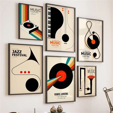 Retro Classical Music Vinyl Record Player Guitar Abstract Wall Art