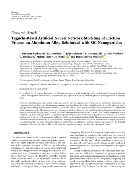 Pdf Taguchi Based Artificial Neural Network Modeling Of Friction Process On Aluminum Alloy