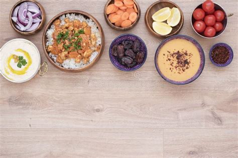 Iftar Food Table Evening Meal For Ramadan Arabic Cuisine Middle