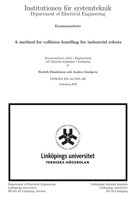 Pdf A Method For Collision Handling For Industrial Robots Dokumentips
