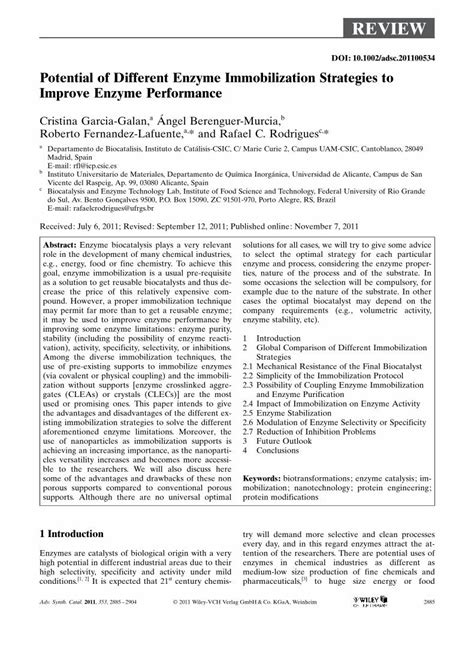 Pdf Potential Of Different Enzyme Immobilization Strategies To